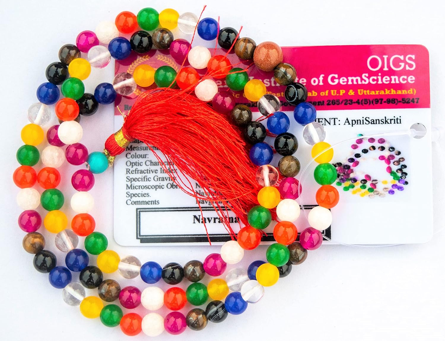 Apnisanskriti Multi Colour Mala (27 Inch, 6mm Beads, 9 Colour Beads ...