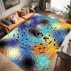Amazon.com: USHIRUG Colorful Music Note Area Rug, 6x8ft, Rainbow Color ...
