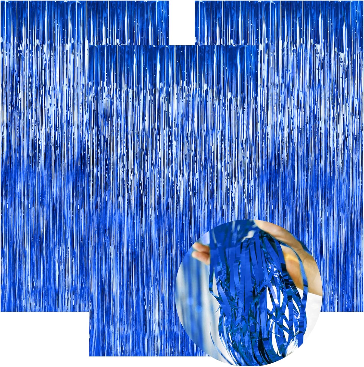 Amazon.com : Blue Graduation Foil Fringe Curtains 3Pack - Metallic Foil ...
