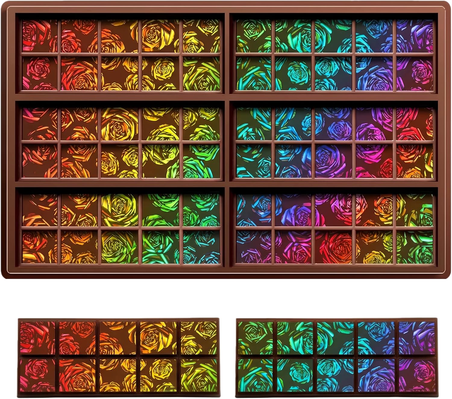 Amazon.com: Ziliny Rose Holographic Chocolate Bar Mold Silicone ...