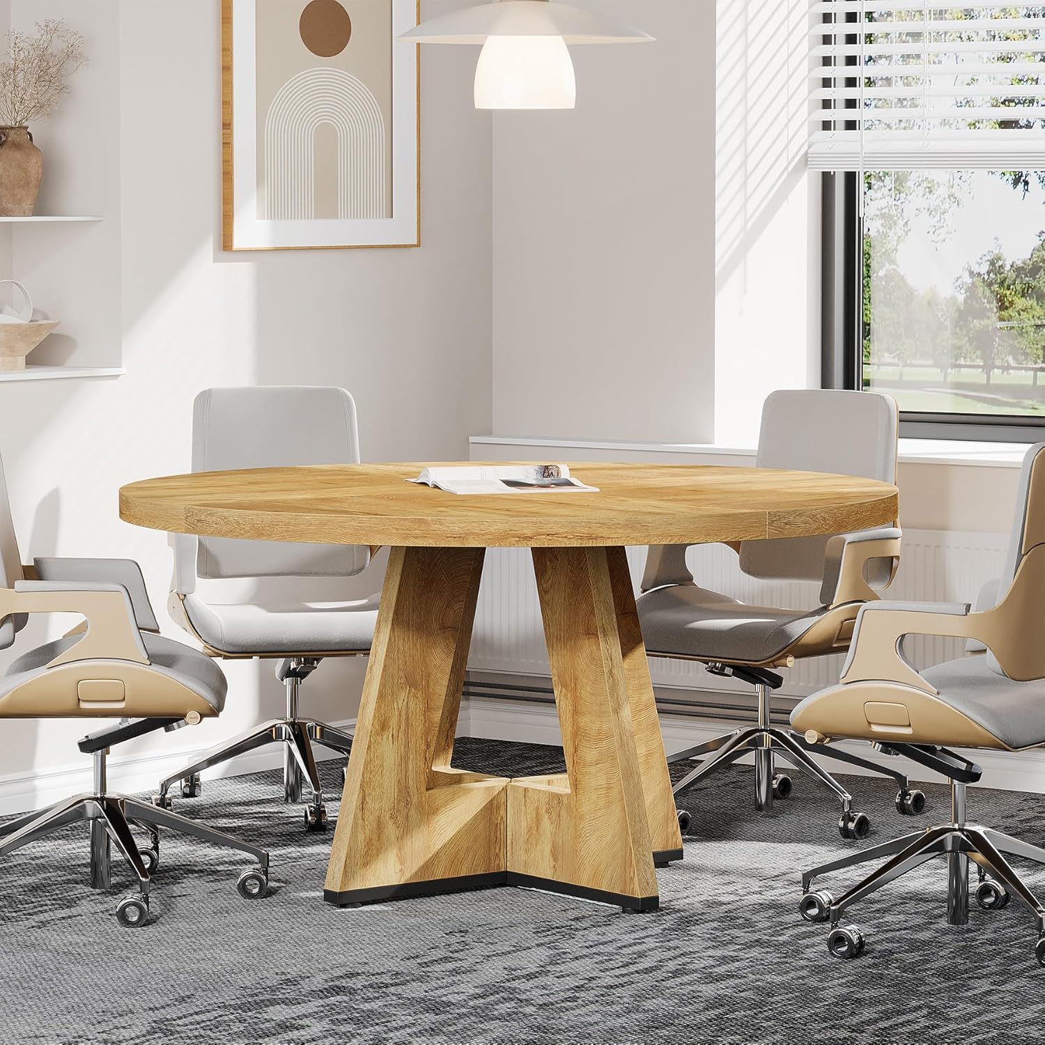 Amazon.com: Tribesigns 47-Inch Round Conference Table for 4-6 People ...