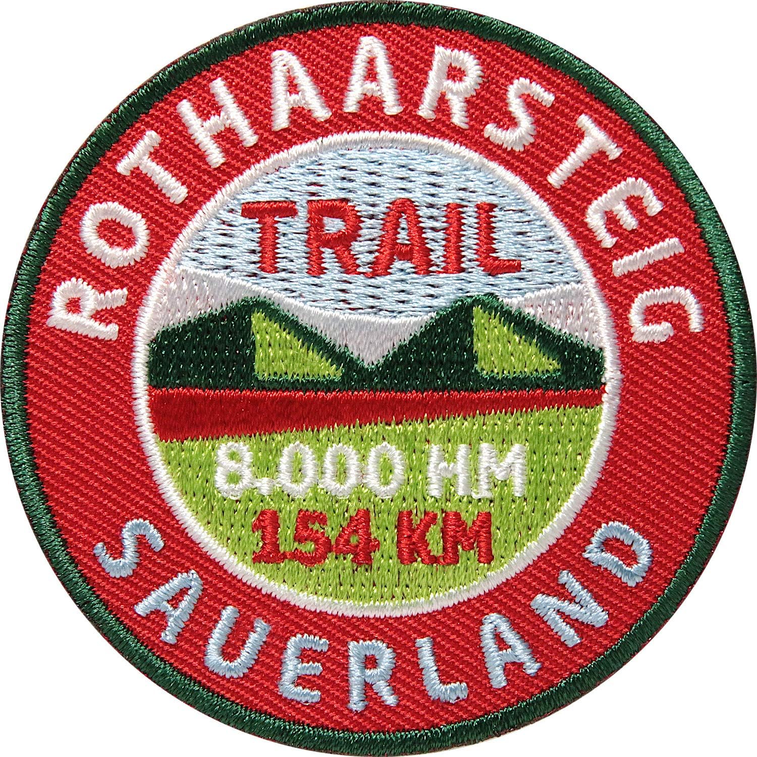 2 x Rothaarsteig Sauerland Aufnäher gestickt 62 mm/Patch Aufbügler ...