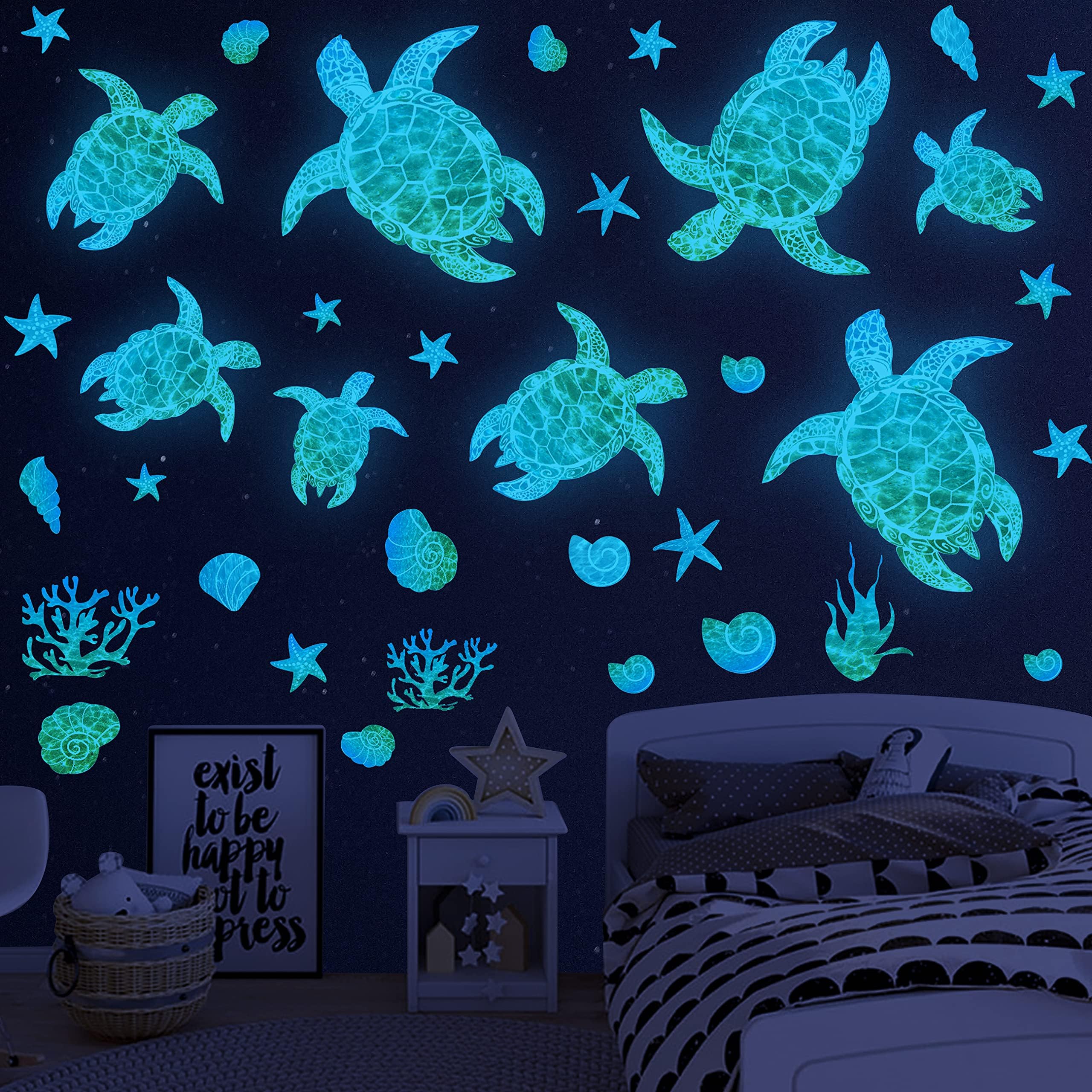 Amazon.com: Glow in The Dark Cute Turtle Wall Decals Peel and Stick ...