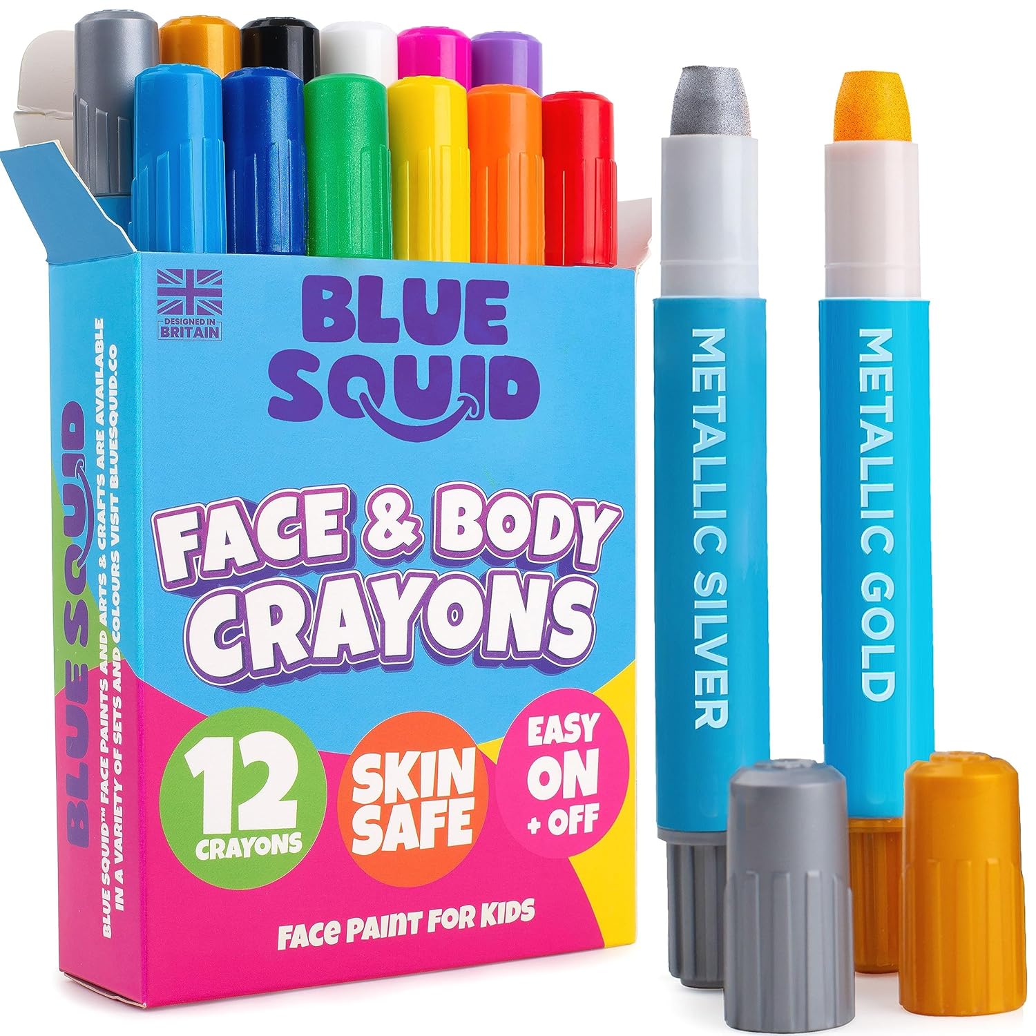 Buy Blue Squid Face Paint Kit - 12 Color Twistable Sticks | Water Based ...