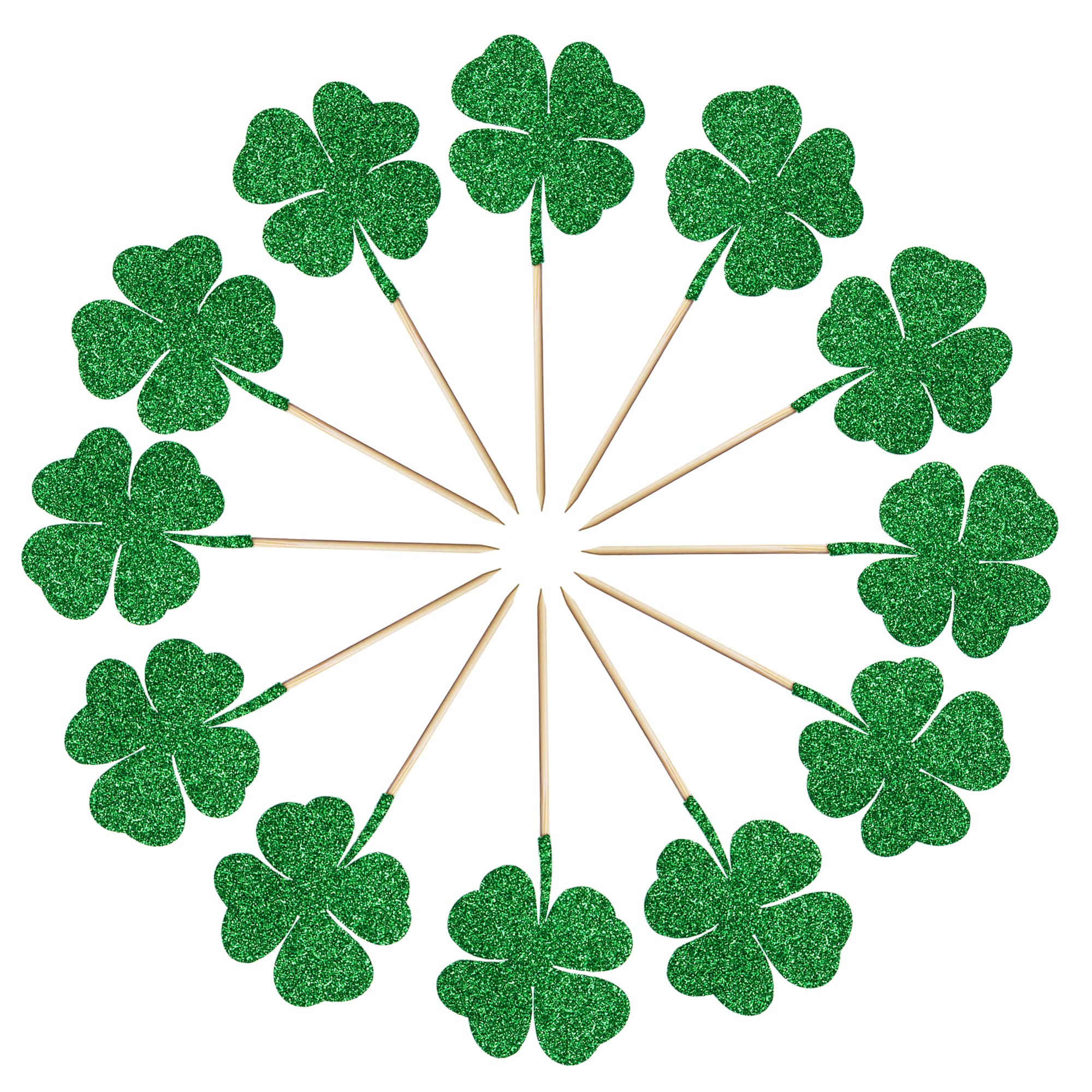 Amazon.com: Artczlay 24pcs four-leaf clover cupcake topper St. Patrick ...
