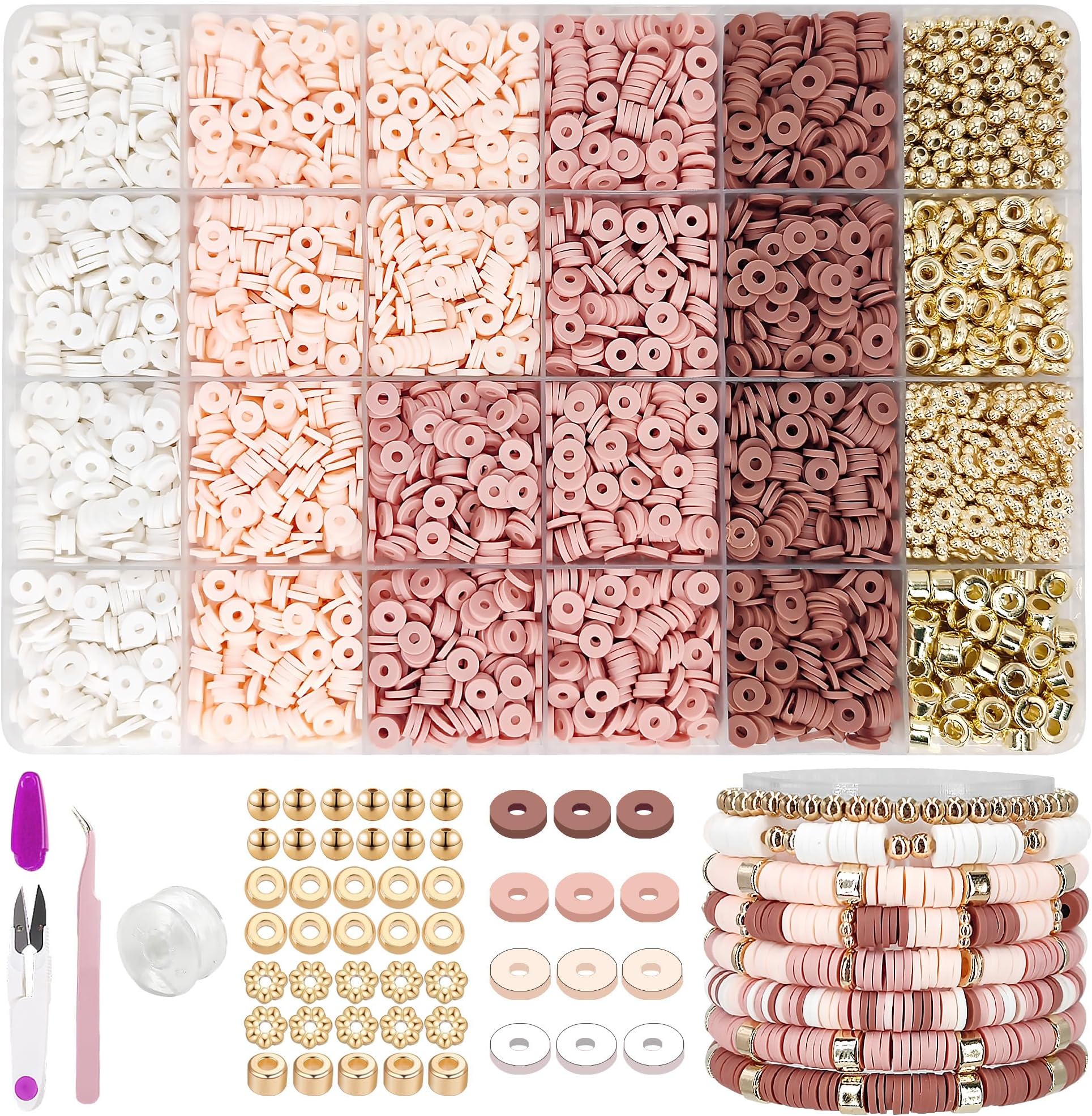 Amazon.com: LFLIUN Bracelet Making Kit Gold Beads Clay Beads Jewelry ...