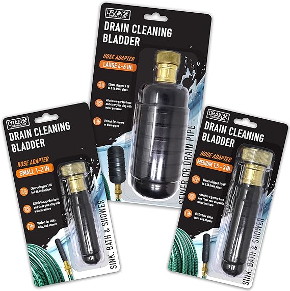 DrainX Hydro Pressure Drain Cleaning Bladder - Fits 1" to 6" Drain ...