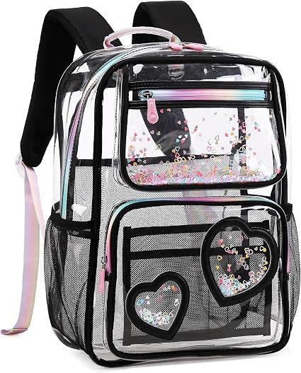 Amazon.com | KIDNUO Clear Backpack for Girls,Clear Bookbag Heavy Duty ...