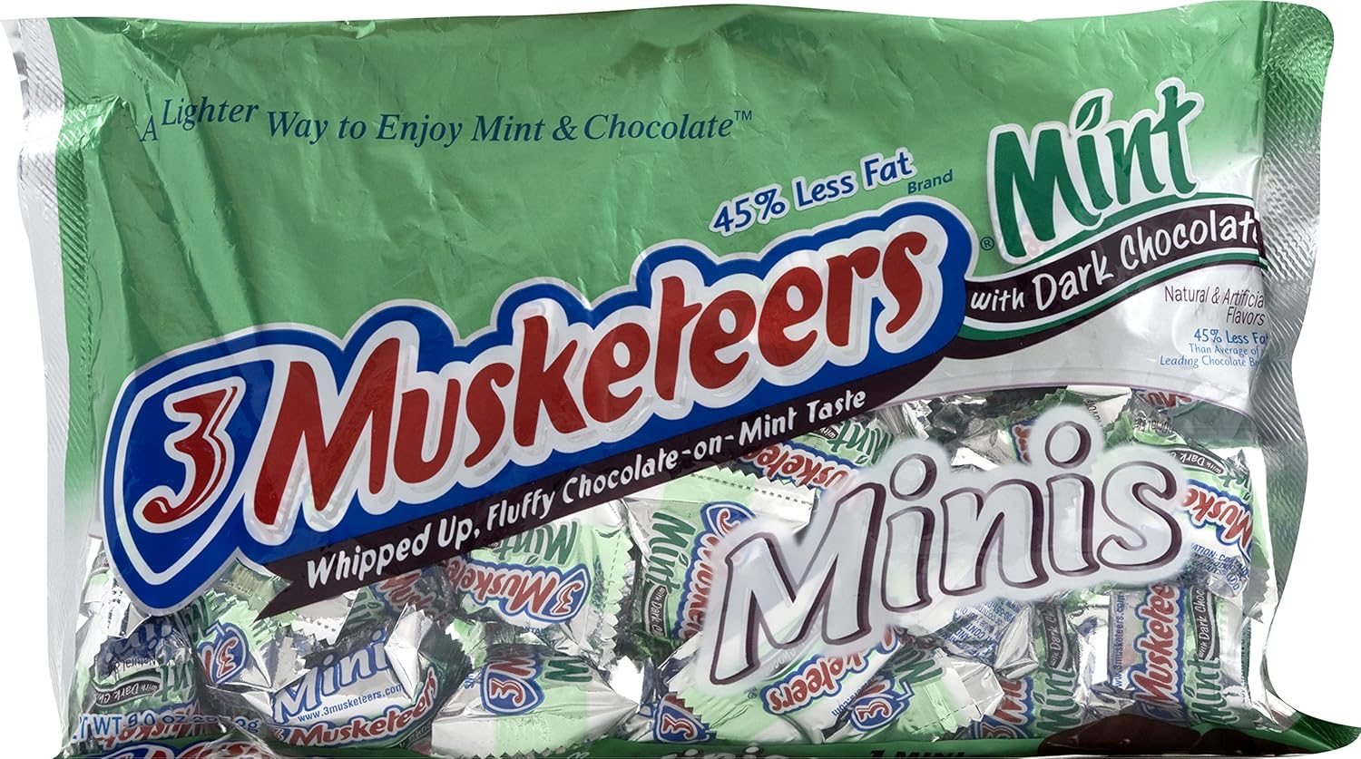Amazon.com : 3 Musketeers Dark Chocolate Mint Miniature, 9-Ounce ...