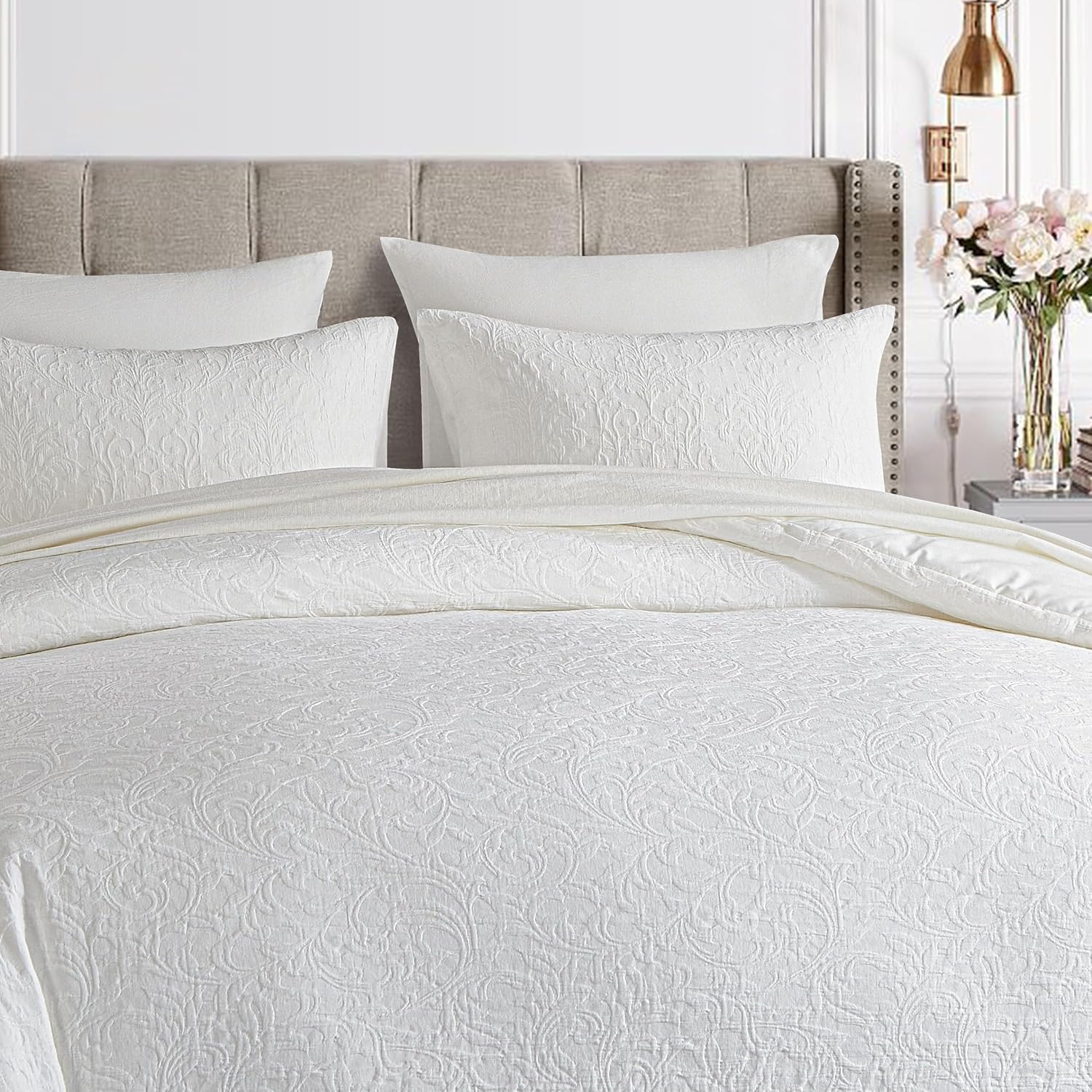Amazon.com: Softpage Queen Size Cotton Comforter Set, Off White, Pre ...