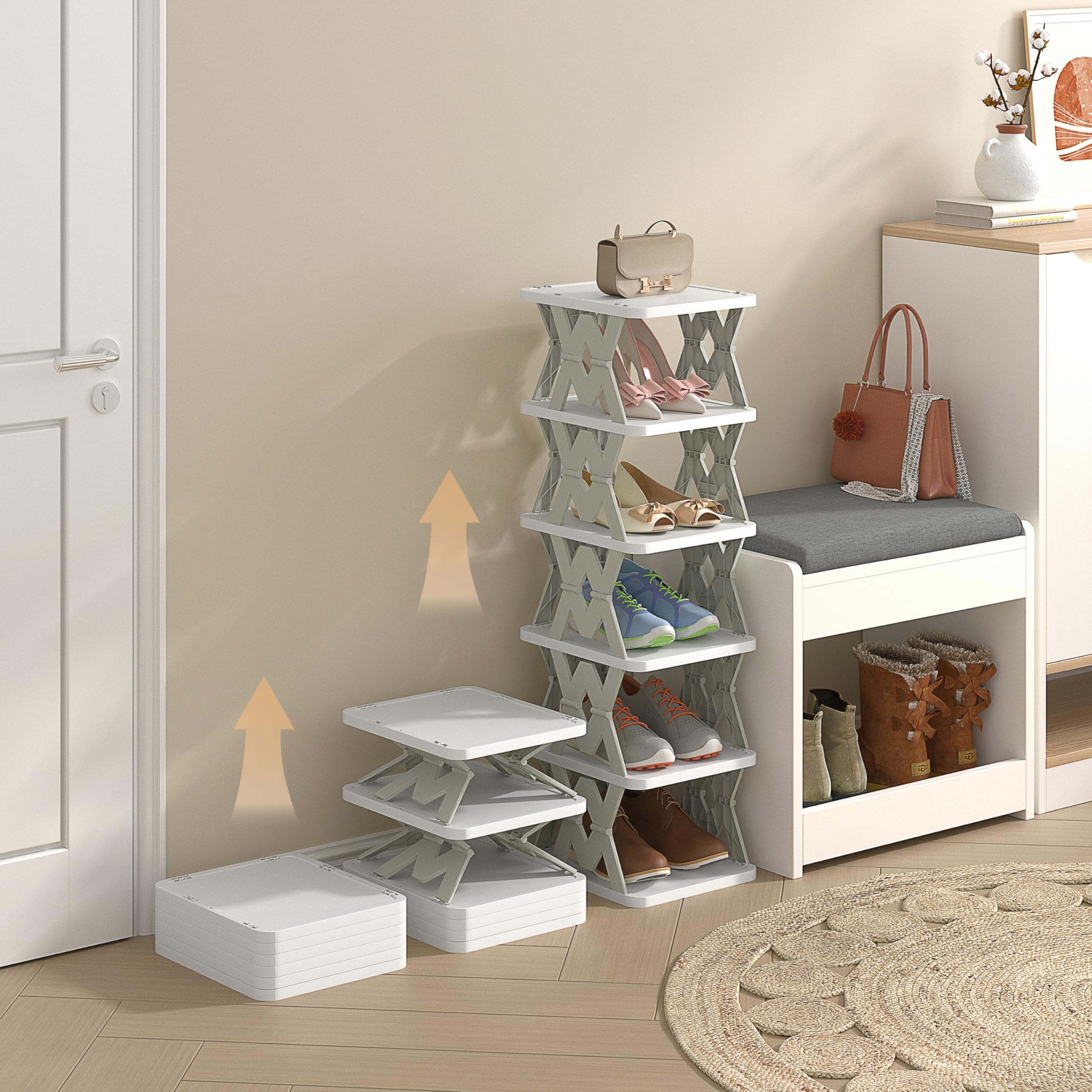 Amazon.com: MayDiary 6 Tier Foldable Shoe Rack for Closet, Collapsible ...