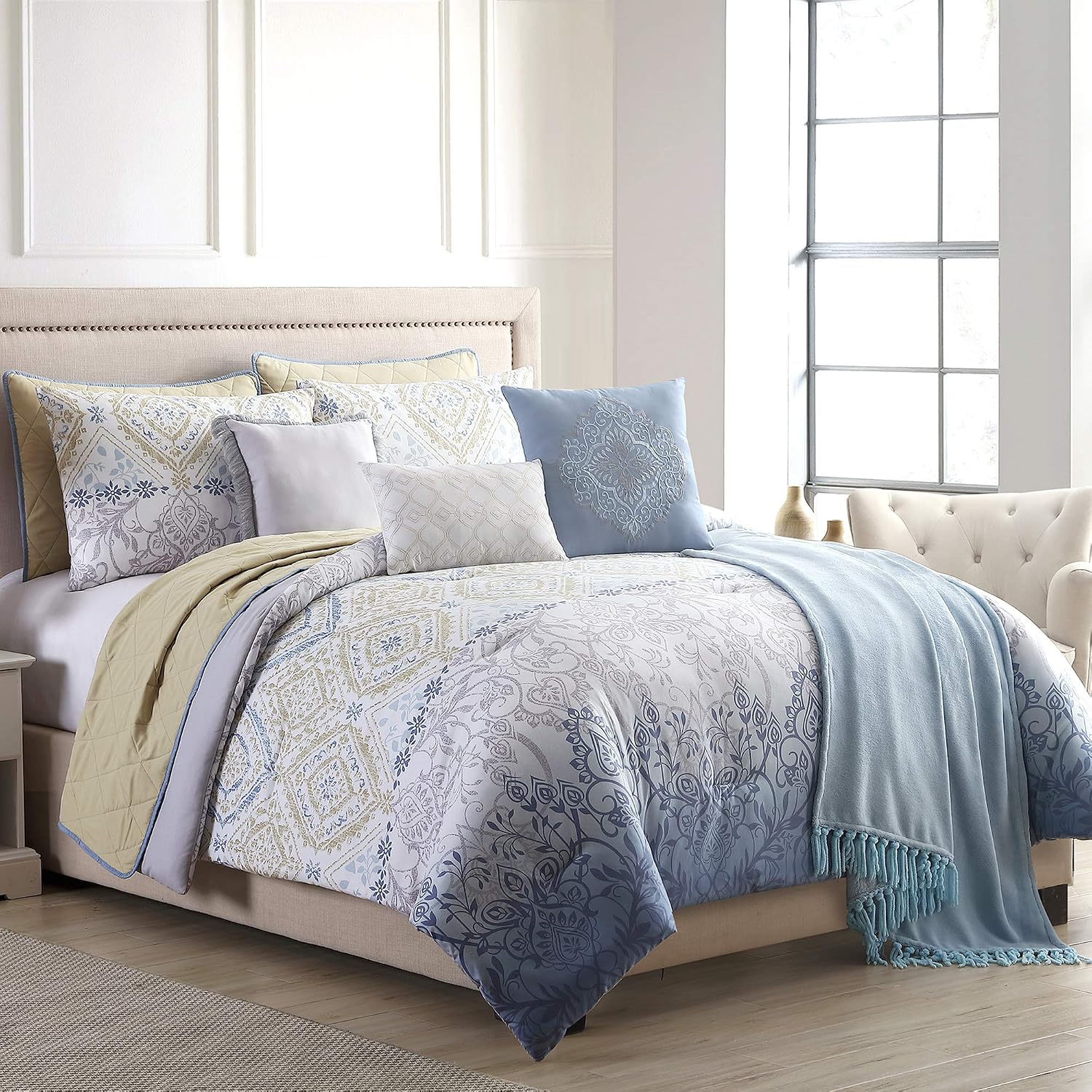 Amazon.com: Modern Threads Summer Sun 10-Piece Comforter and Coverlet ...