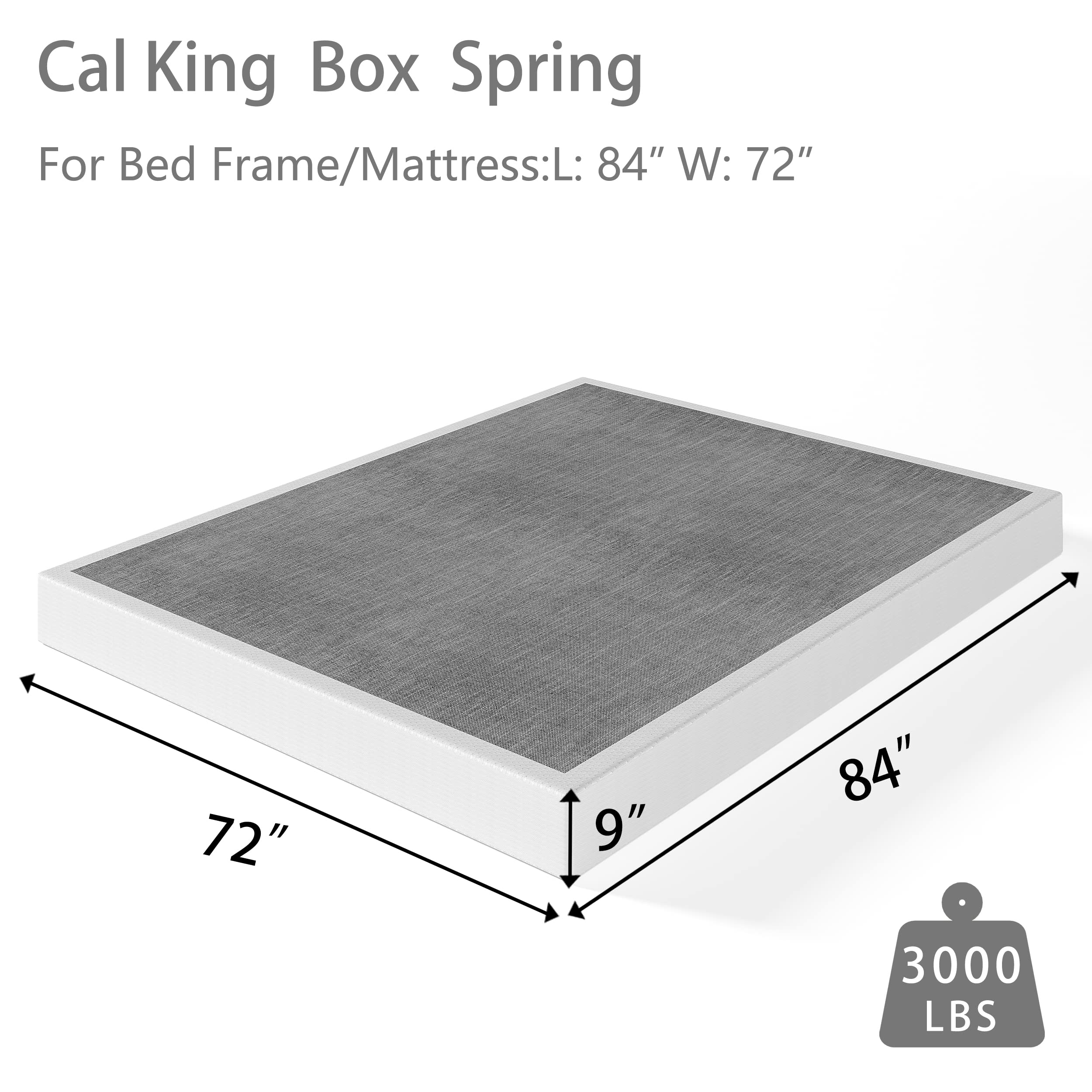 9 Inch High Profile California King Box Spring Strong Metal Frame ...