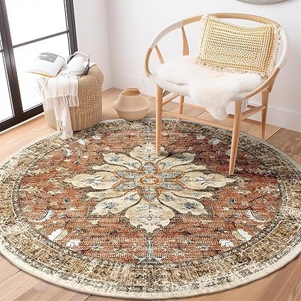 Amazon.com: RELEANY 6ft Round Rug, Area Rugs 6ft, Washable Rug, Non ...