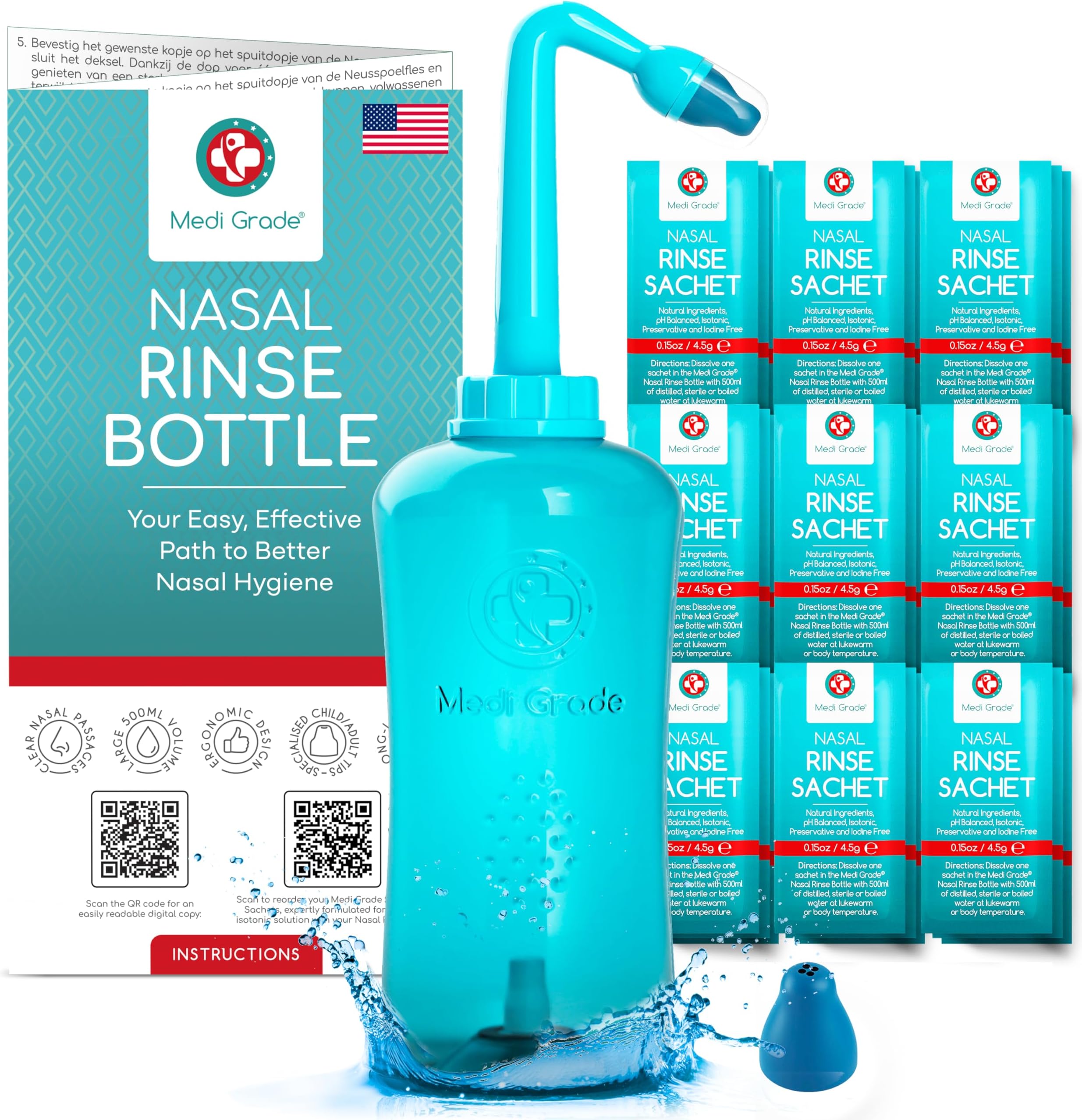 Amazon.com: Waterpulse Neti Pot Sinus Rinsing, Nasal Wash Bottle Sinus ...