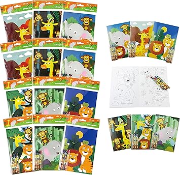 Amazon.com: TINYMILLS Safari Zoo Animals Coloring Book for Kids Party ...