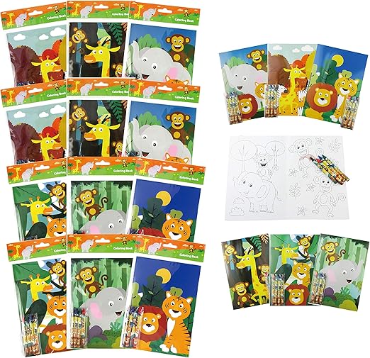 Amazon.com: TINYMILLS Safari Zoo Animals Coloring Book for Kids Party ...