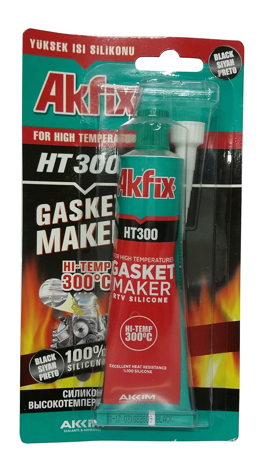 Akfix SA073 Black HT300 HI-Temp Silicon Gasket Maker, 3 oz. Tube, 85 g ...