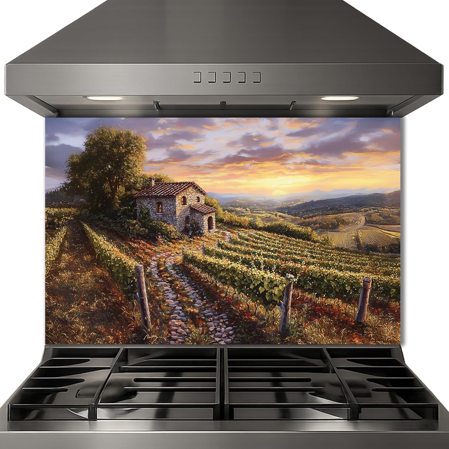 Amazon.com: Mythog Tuscany Vineyard Glass Backsplash for Kitchen ...