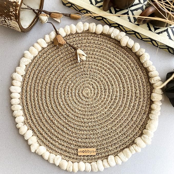 Buy Nobbys Jute Table Mat Crochet (Pack of 6) for Dining Table Online ...