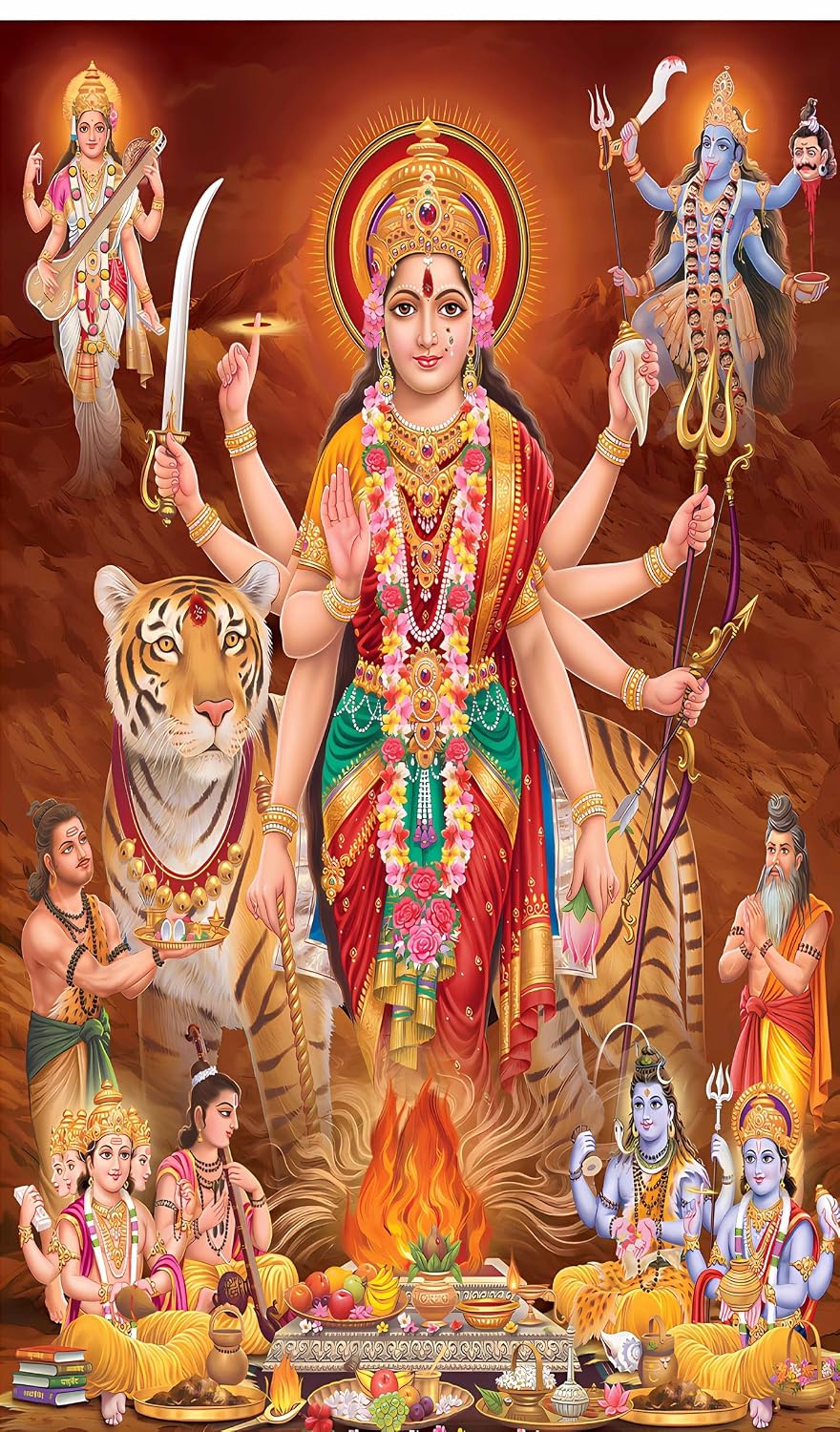 Ashvath Fashion Durga Maa/Ambe/Sherawali With Brahma Vishnu Shiva And ...