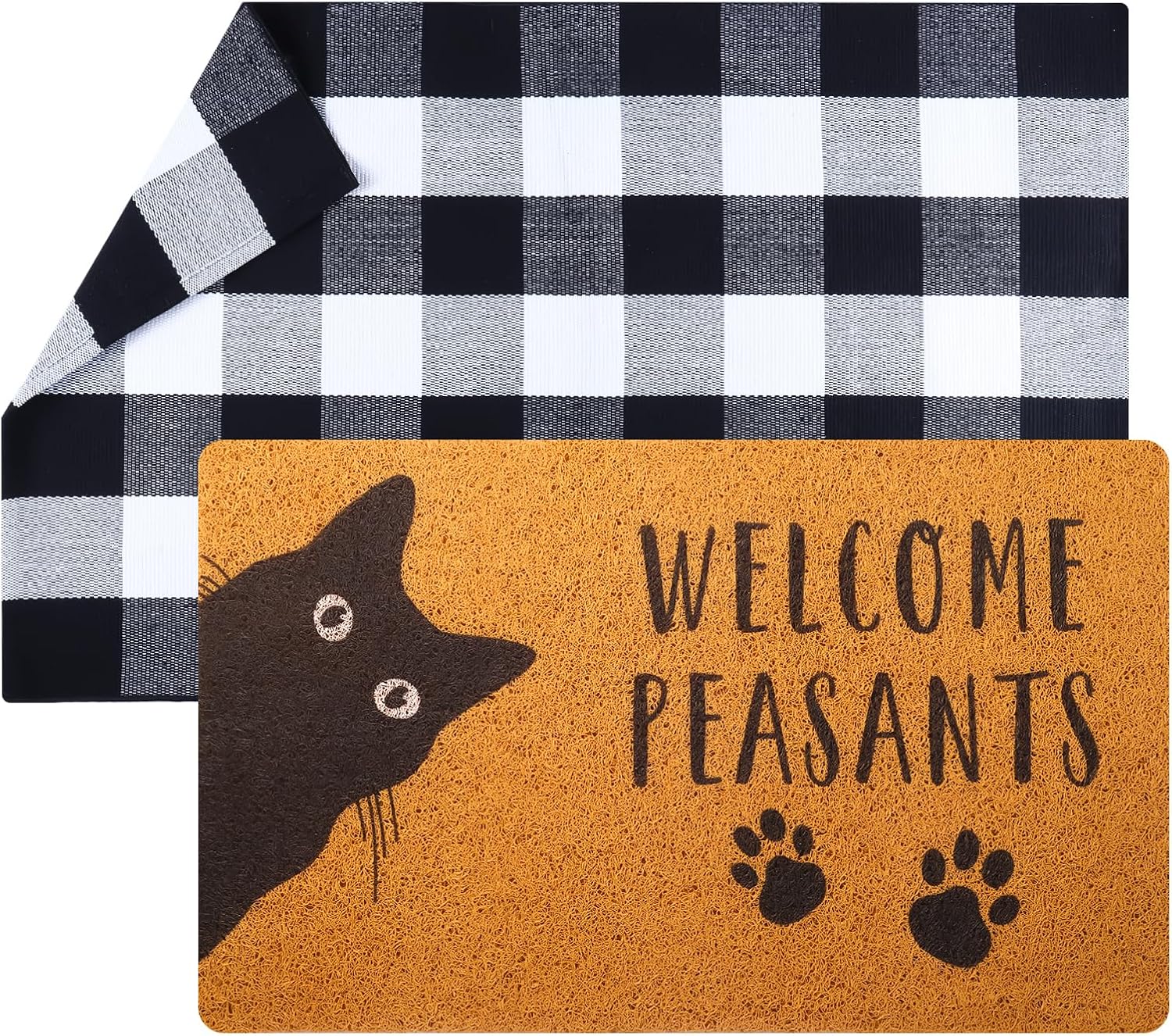 Amazon.com: Hoemwarm 2 Pcs Welcome Peasants Cat Doormat 30 x 18 Inch ...