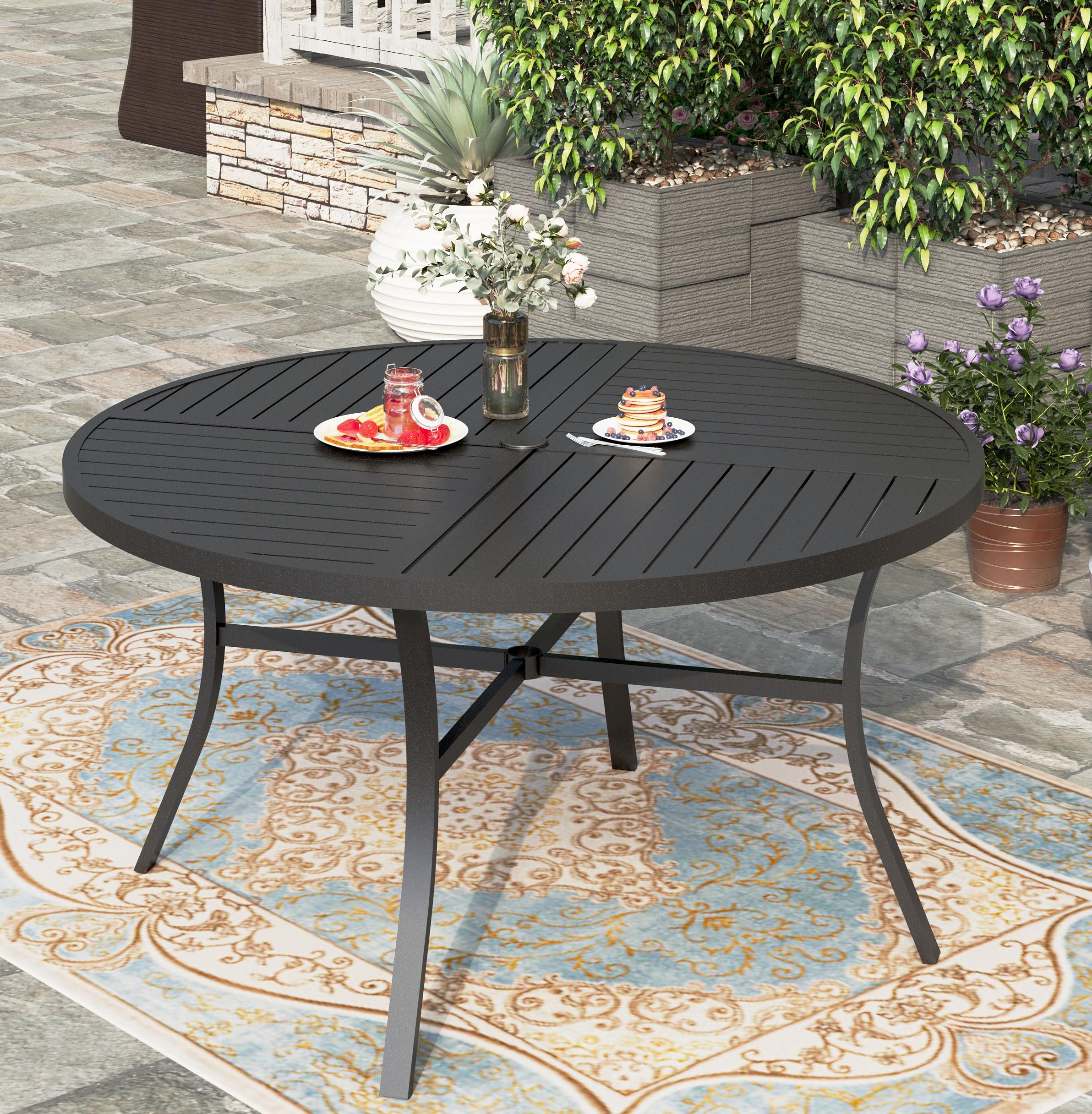 Amazon.com : Eucalyptus 43 Inch Round Folding Deck Table : Patio Dining ...