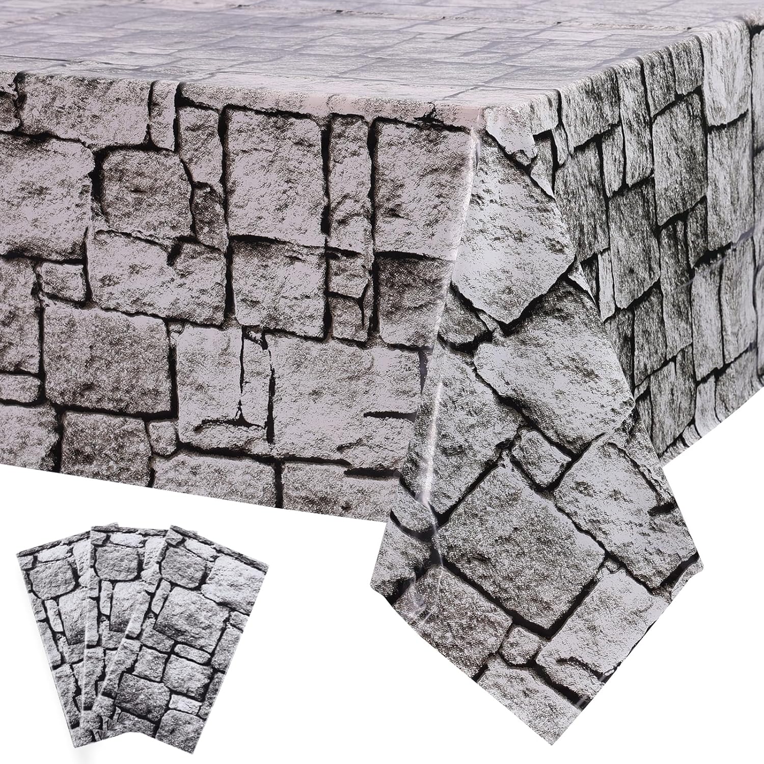 Amazon.com: Kesfey 3 Packs Stone Wall Tablecloths 54 x 108 Inch ...
