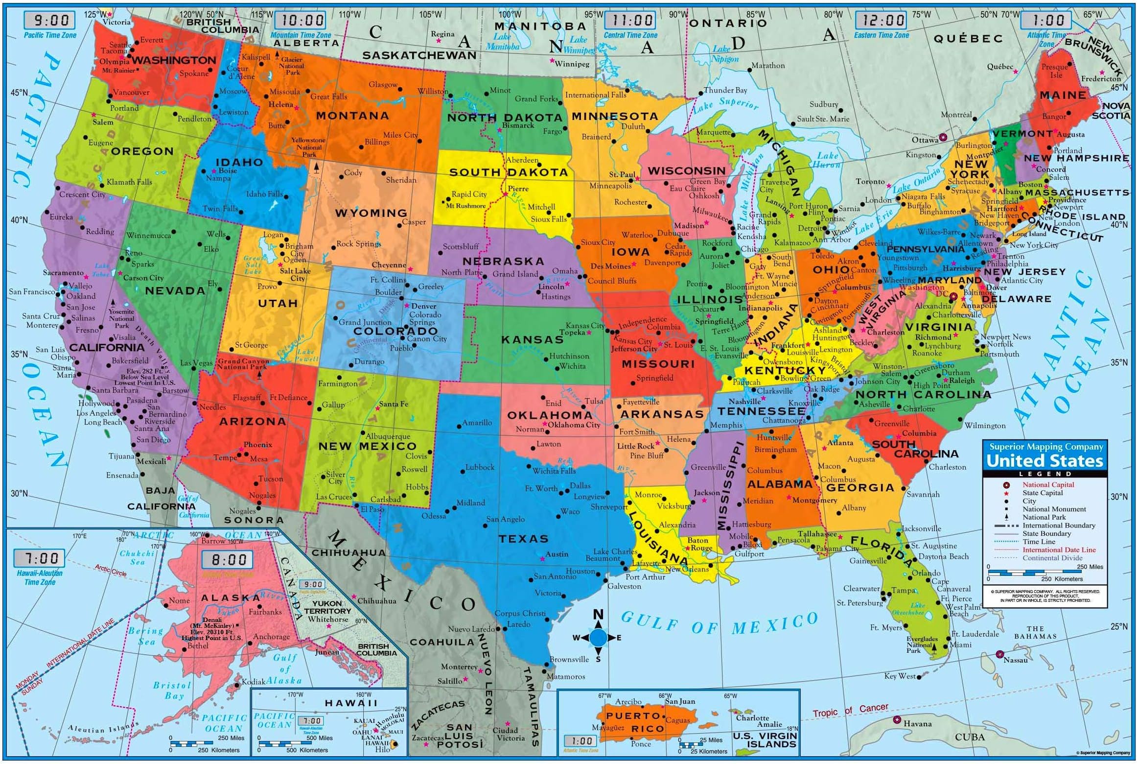 Amazon.com : Classic United States USA and World Desk Map, 2-Sided ...