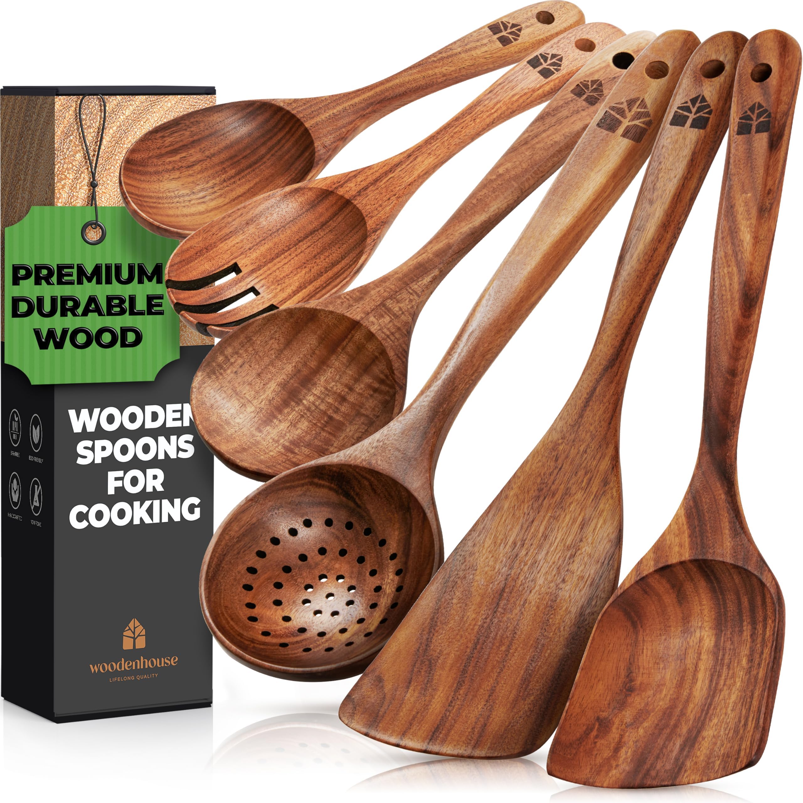 AOOSY Utensilios de Madera para Cocina,5 uds. Herramientas de Cocina de ...