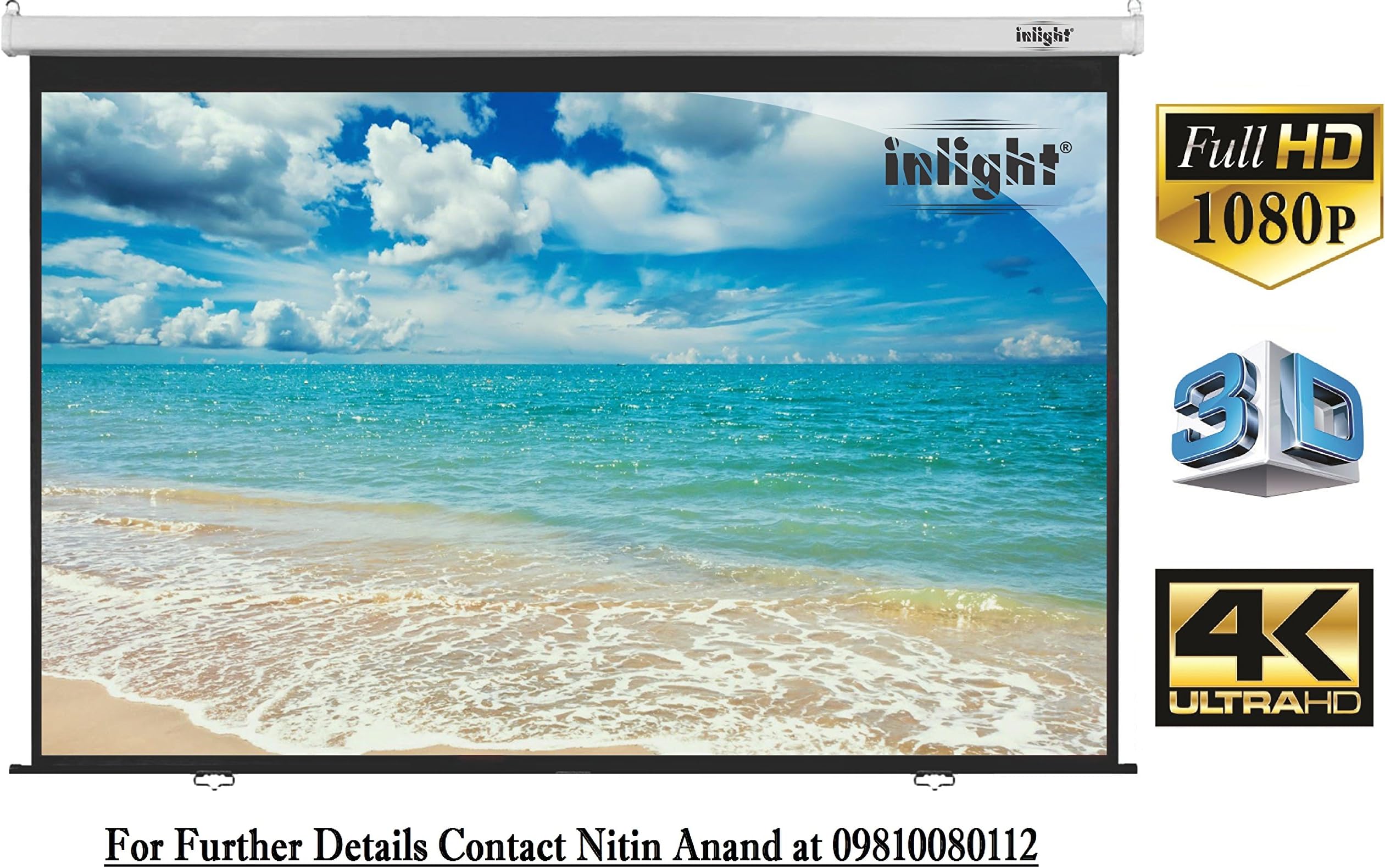 Inlight Wall Type Pull Down Spring Action Projector Screen, Size: - 5 ...