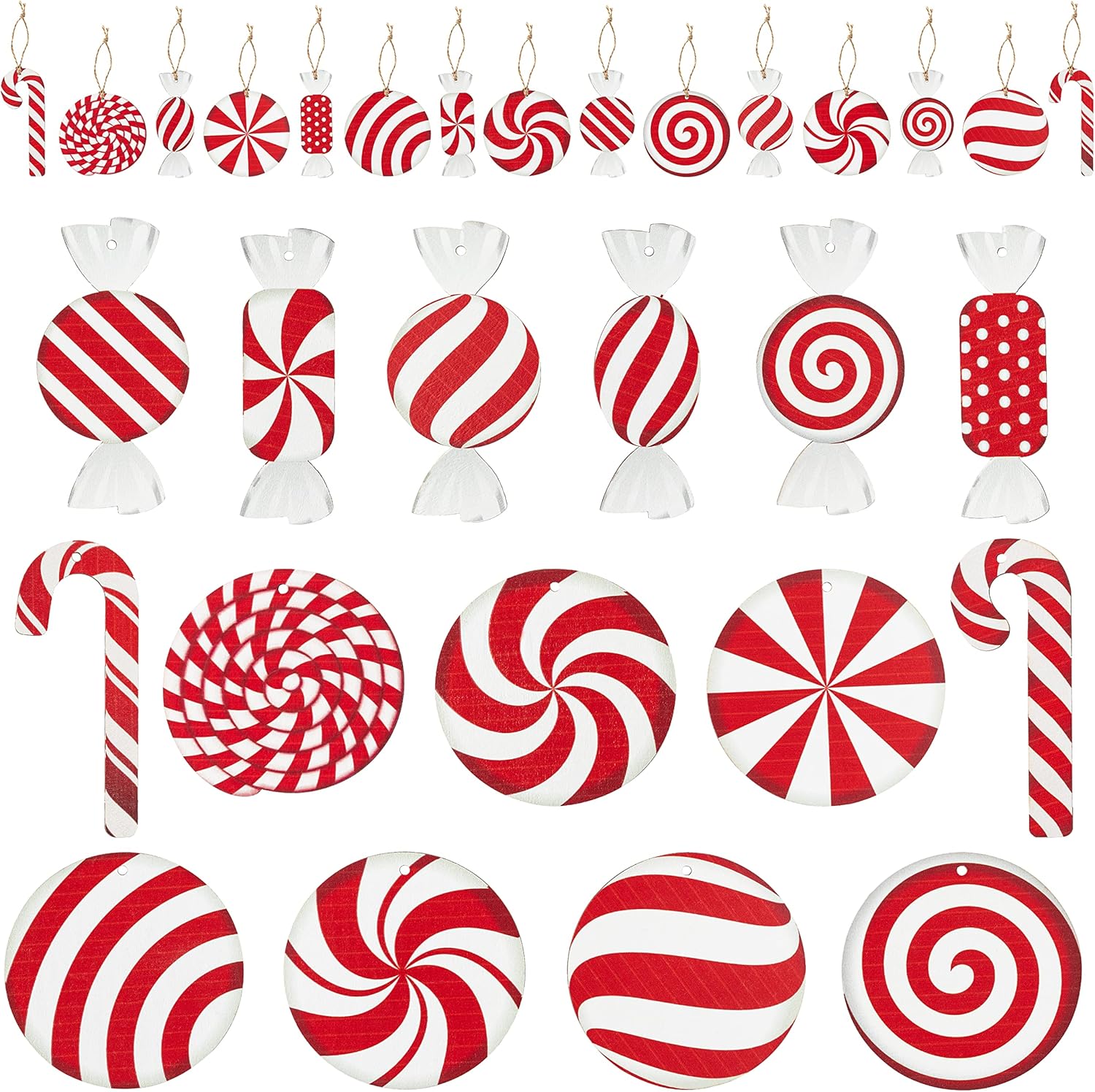 Amazon.com: WATINC 46pcs Christmas Red and White Candies Swirl Wood ...