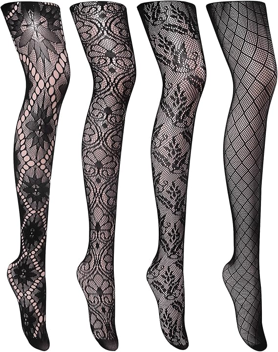 Joyaria Womens Sexy Lace Patterned Tights Fishnet Floral Stockings ...