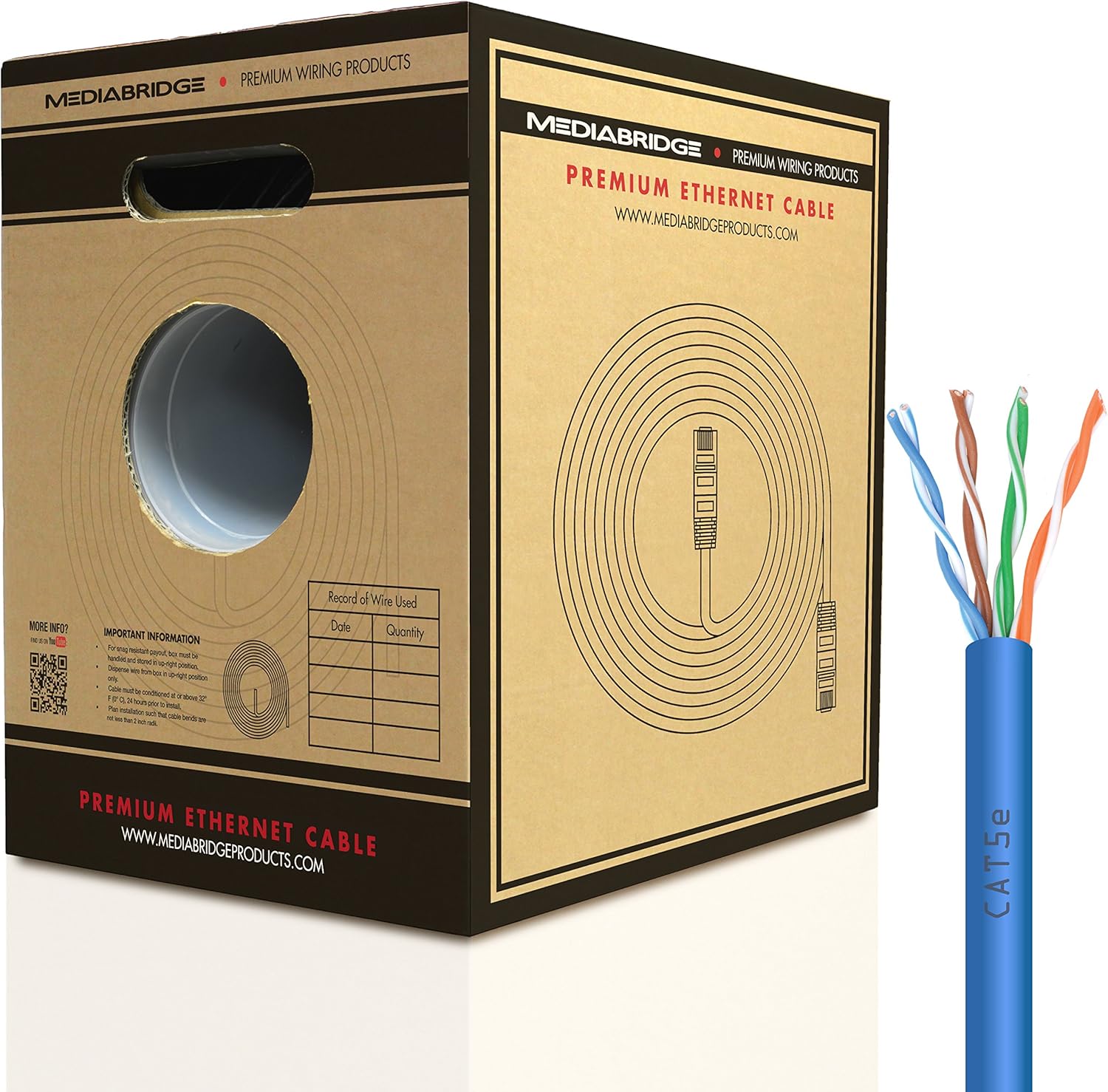 Amazon.com: Mediabridge Cat5e Ethernet Cable (500 Feet, Blue) - w ...