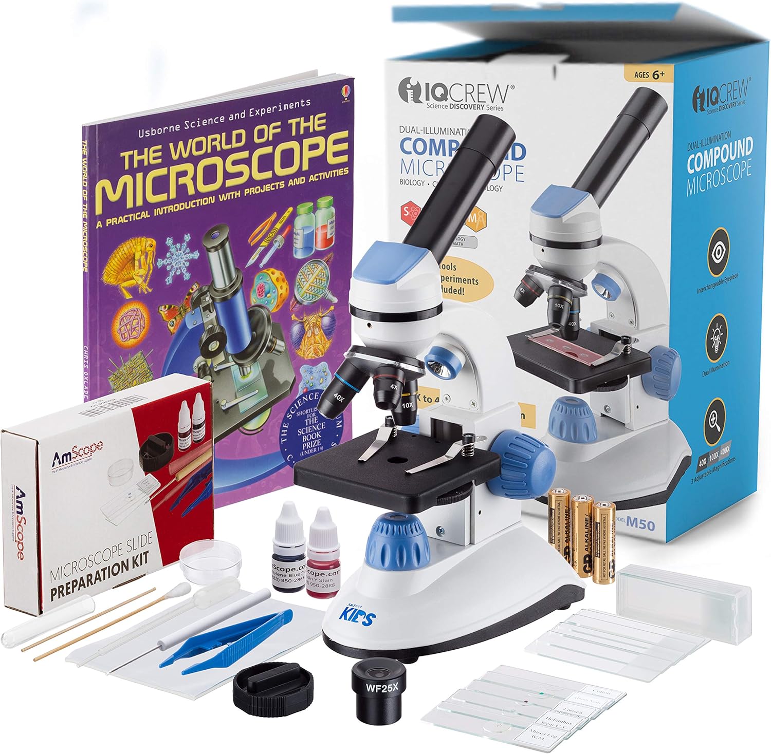 Amazon.com: AMSCOPE-Kids M50C-B14-WM 40X-1000X Dual Illumination ...