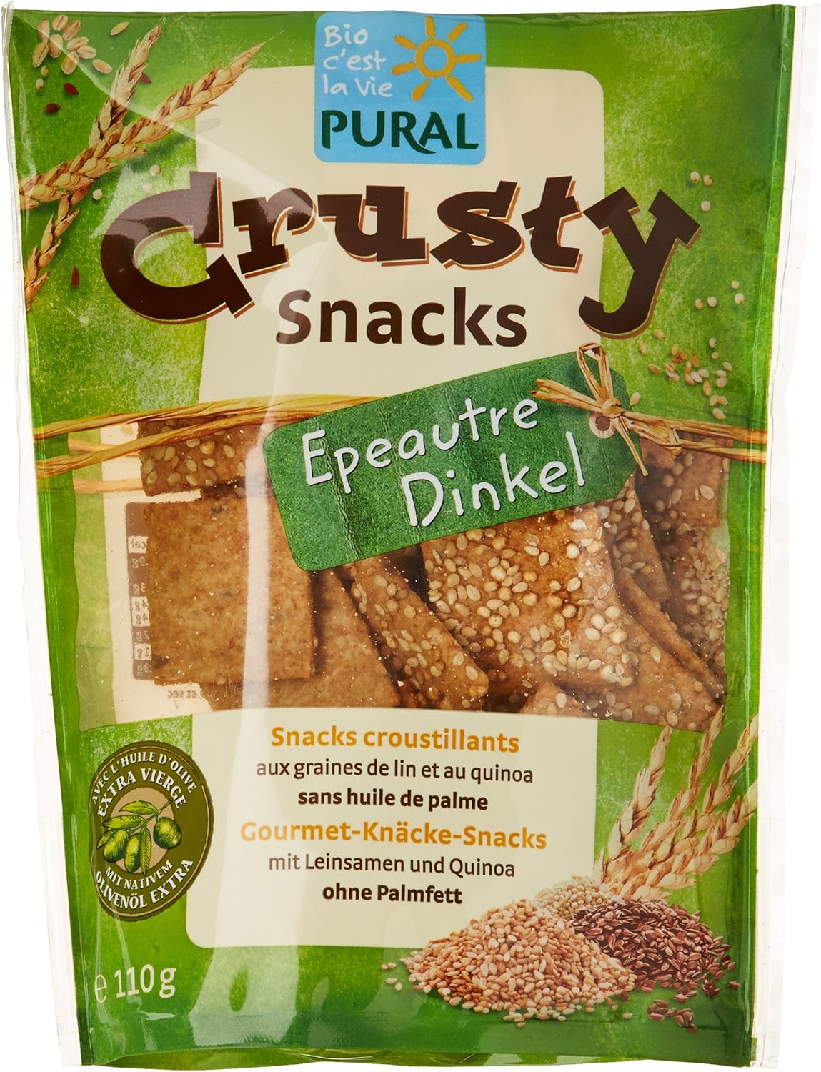 Pural Bio Crusty Snacks Croustillants à l'Epeautre Dinkel 110 g ...