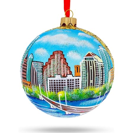 Amazon.com: Austin, Texas Glass Ball Christmas Ornament 4 Inches ...