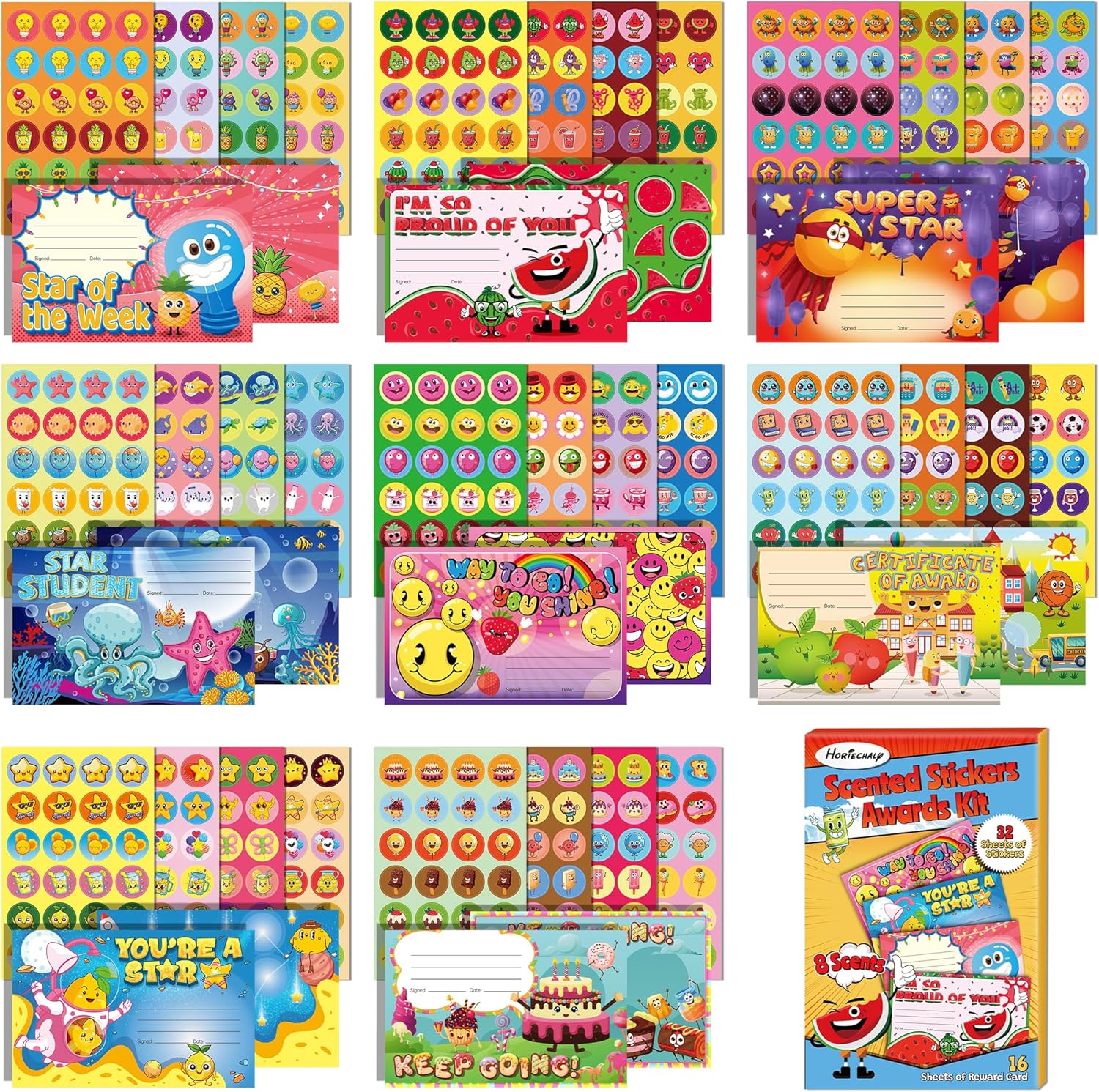 Amazon.com: HORIECHALY Scented Stickers with Postcards for Kids, 32 ...