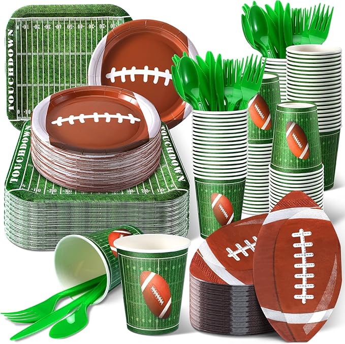 Amazon.com: Dandat Football Plates and Napkins Party Decorations ...