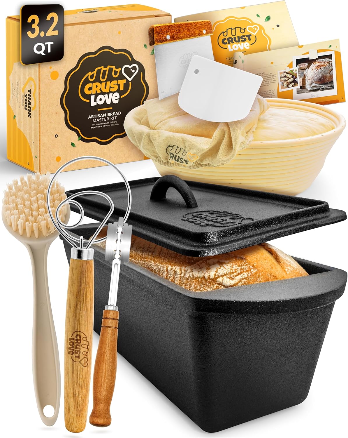 Amazon.com: CRUSTLOVE Rectangular Cast Iron Dutch Oven for Bread Baking ...