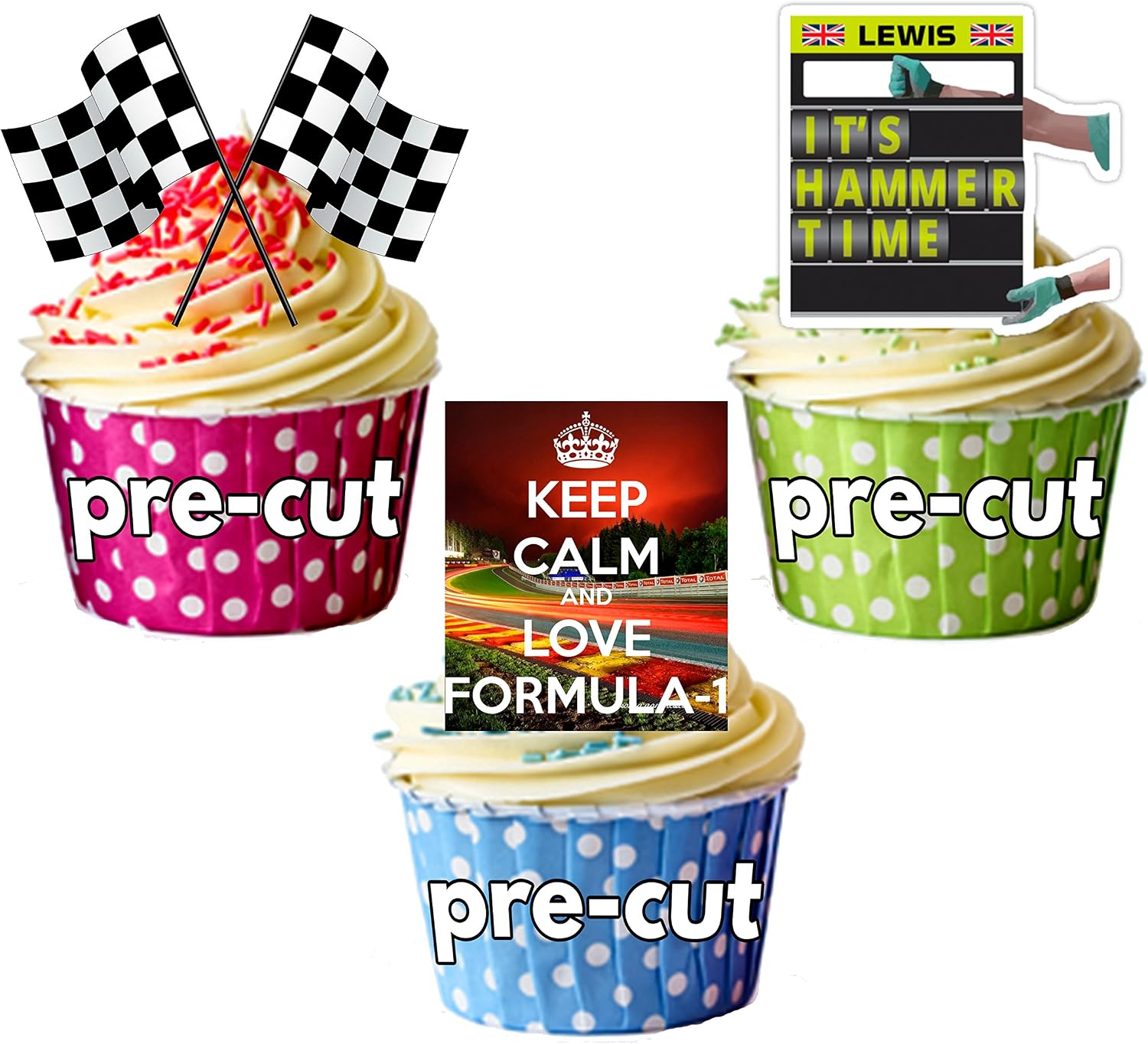 AK Giftshop PRE-CUT Formula 1 Themed - Edible Cupcake Toppers/Cake ...
