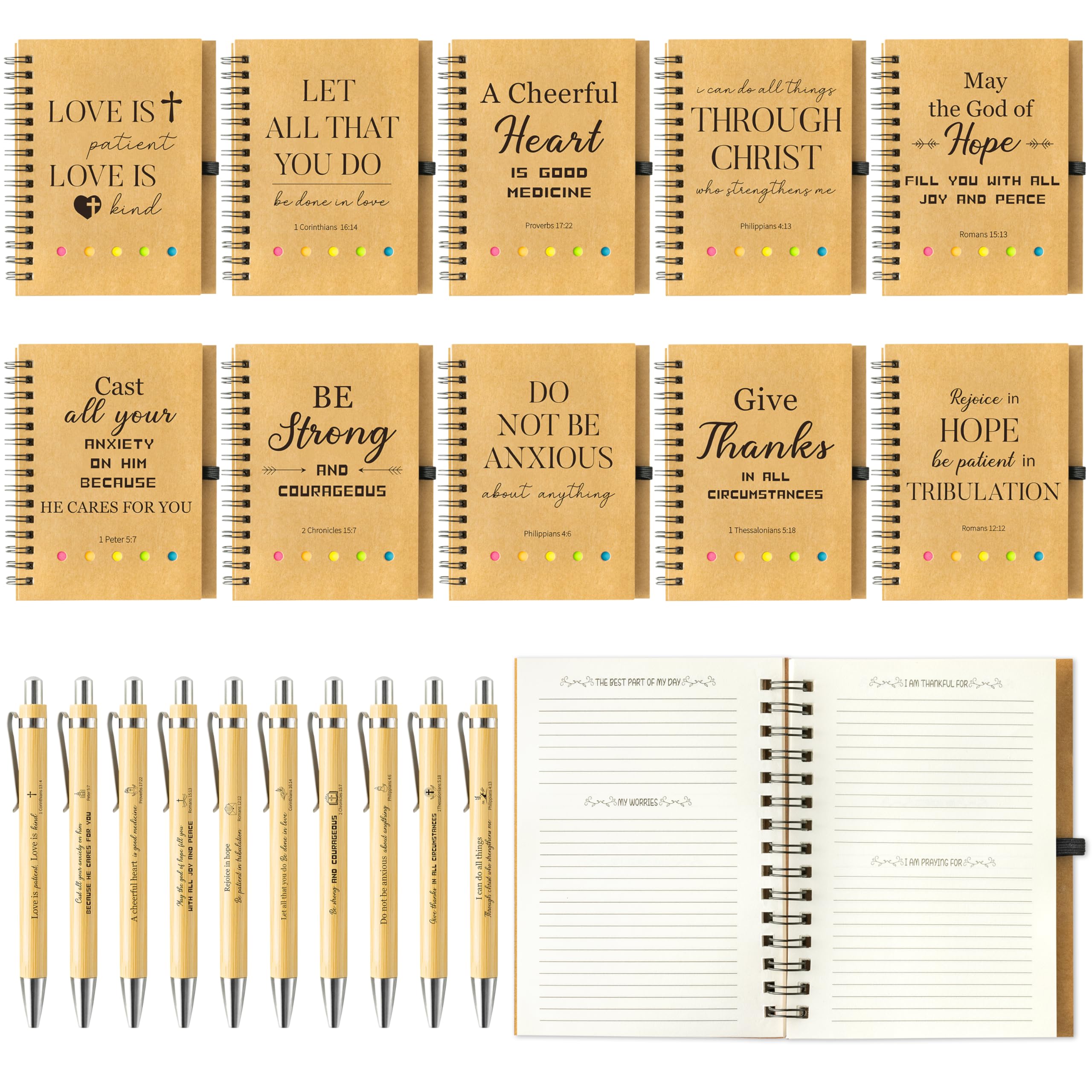 Amazon.com : ANGOLIO 40Pcs Christian Gift Set Bulk Bible Verse Bamboo ...