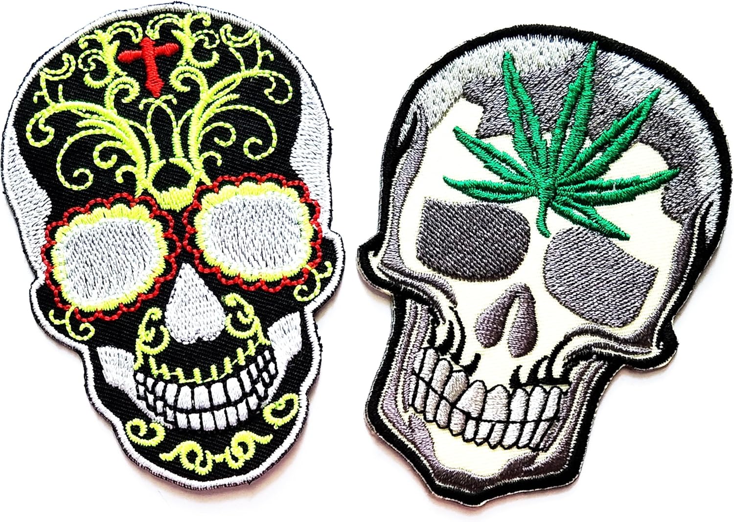 Amazon.com: Nipitshop Patches Set 2 Skull Cross Chiristian Skull ...