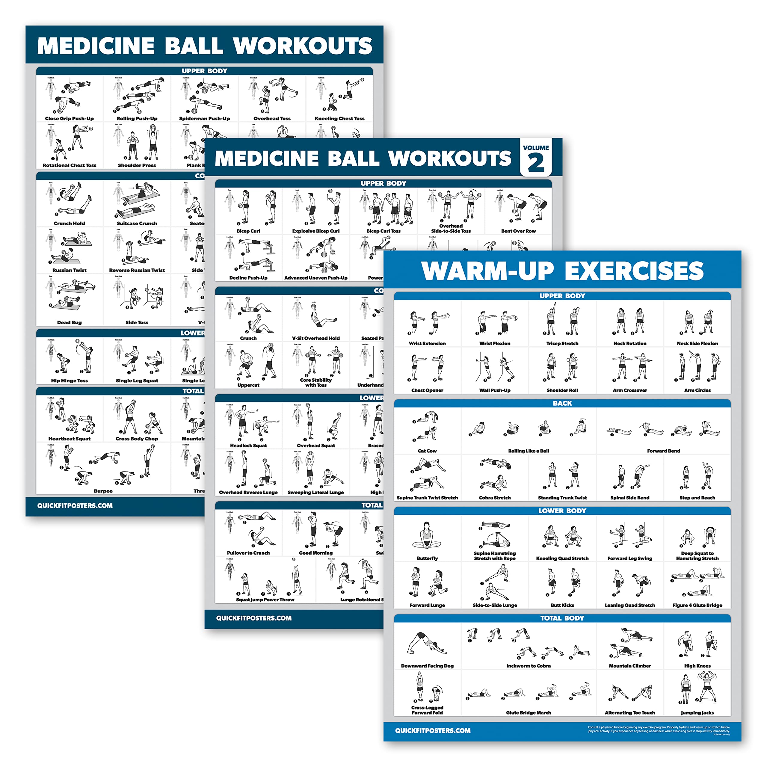 Amazon.com: 3 Pack - Medicine Ball Workouts Volume 1 & 2 + Warm Ups ...