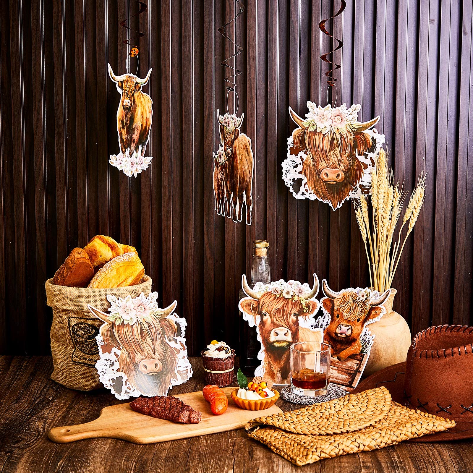Snapklik.com : 24 Pieces Highland Cow Party Decorations Cow Hanging ...