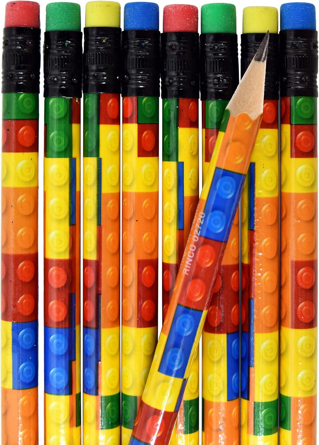 Amazon.com: Gift Boutique 48 Colorful Building Block Brick Pencils Kids ...
