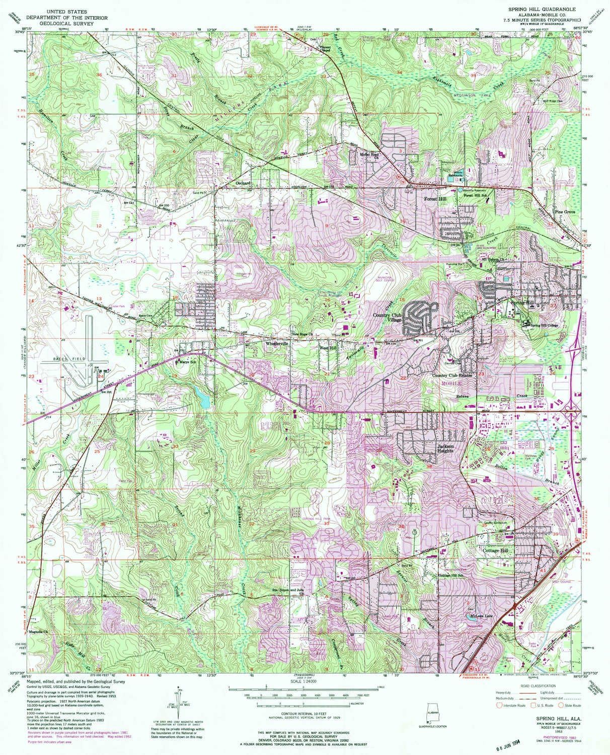 Amazon.com : YellowMaps Spring Hill AL topo map, 1:24000 Scale, 7.5 X 7 ...