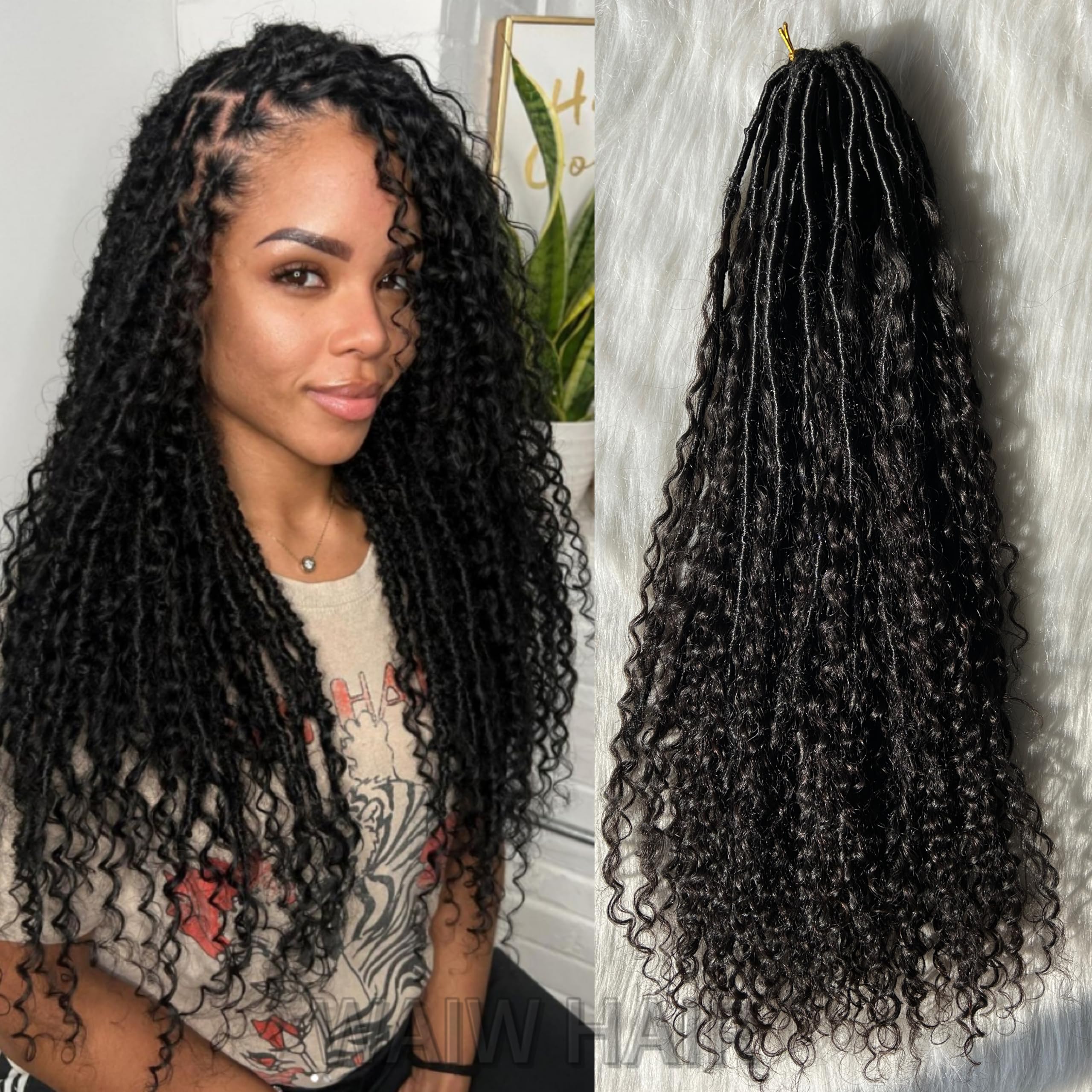 Amazon.com : WAIW HAIR Crochet Boho Locs Brading Hair with Human Hair ...