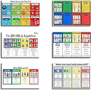 Amazon.com: DEVENALSA Zones of Regulation Feelings Posters Emotions Set ...