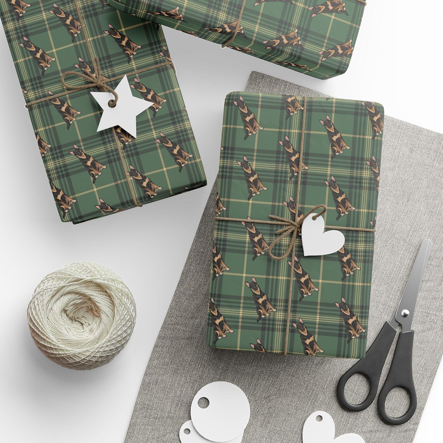 Amazon.com: Meandering Annie German Shepherd Dog Wrapping Paper, Green ...